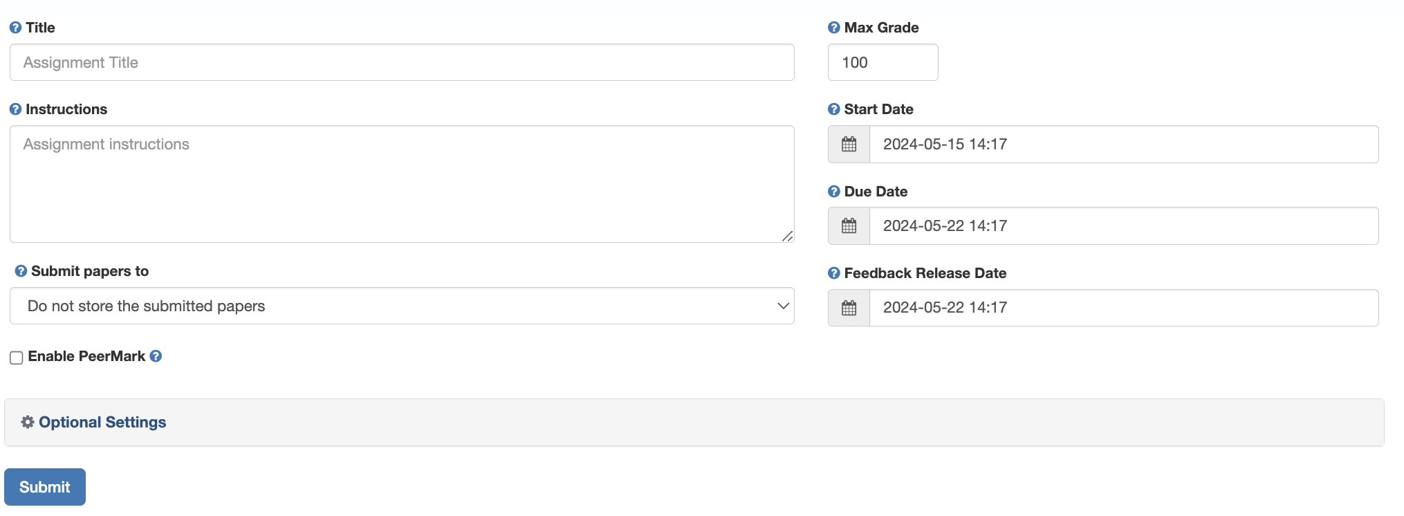 Creating a Standard Assignment – Turnitin Guides