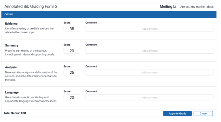 Grading with rubrics and grading forms – Turnitin Guides