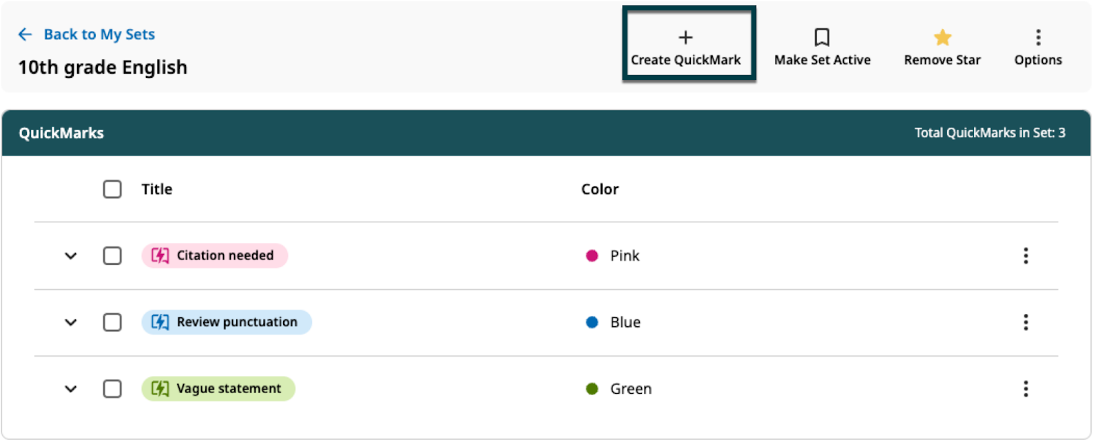 [Nuevo] Creación de QuickMark y conjuntos en el Administrador de QuickMark – Guías de Turnitin