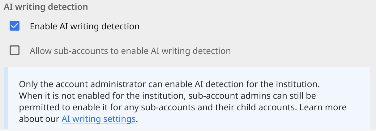Account settings for Turnitin Feedback Studio and Originality Check ...