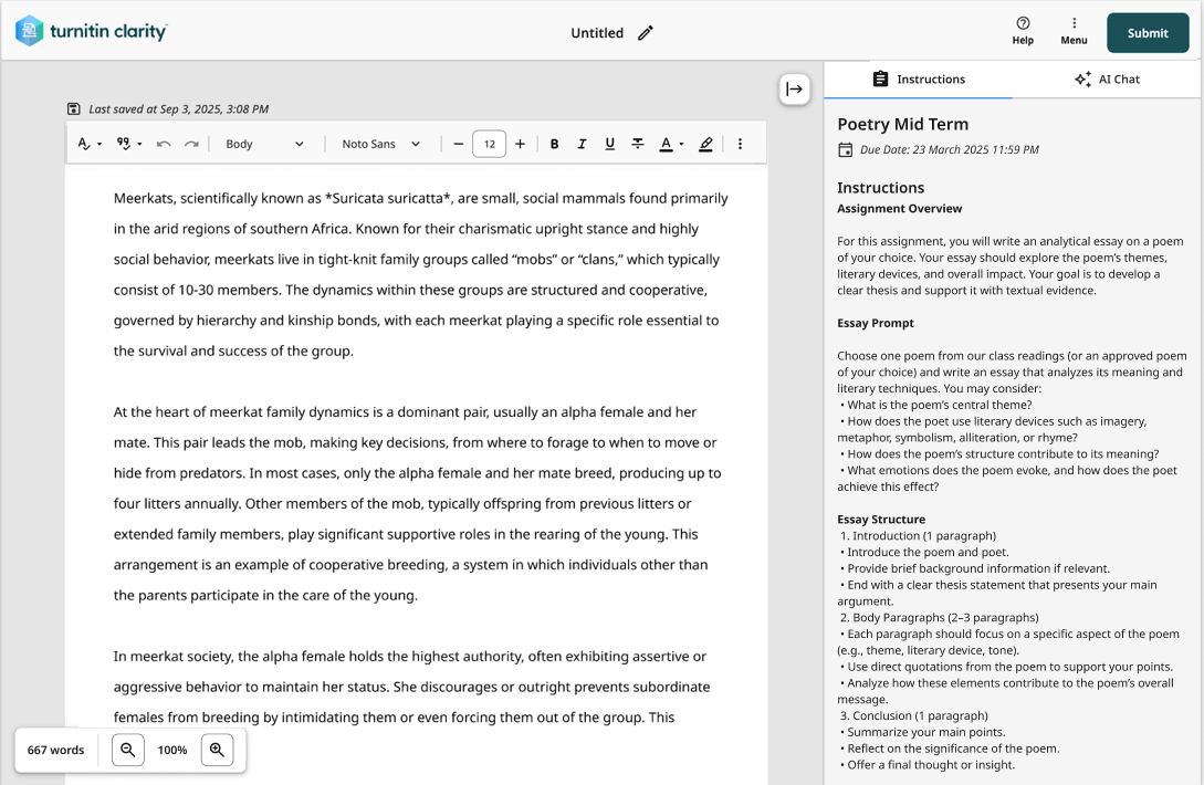Writing in Turnitin Clarity – Turnitin Guides