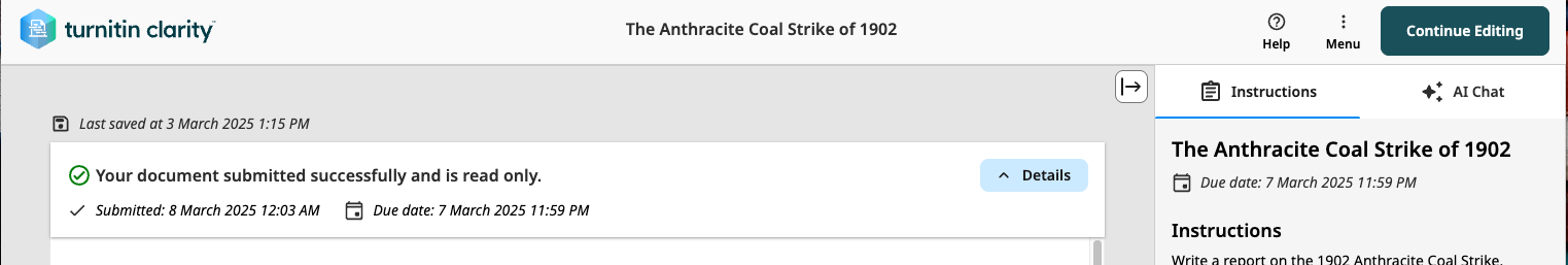 Submitting a Clarity assignment – Turnitin Guides