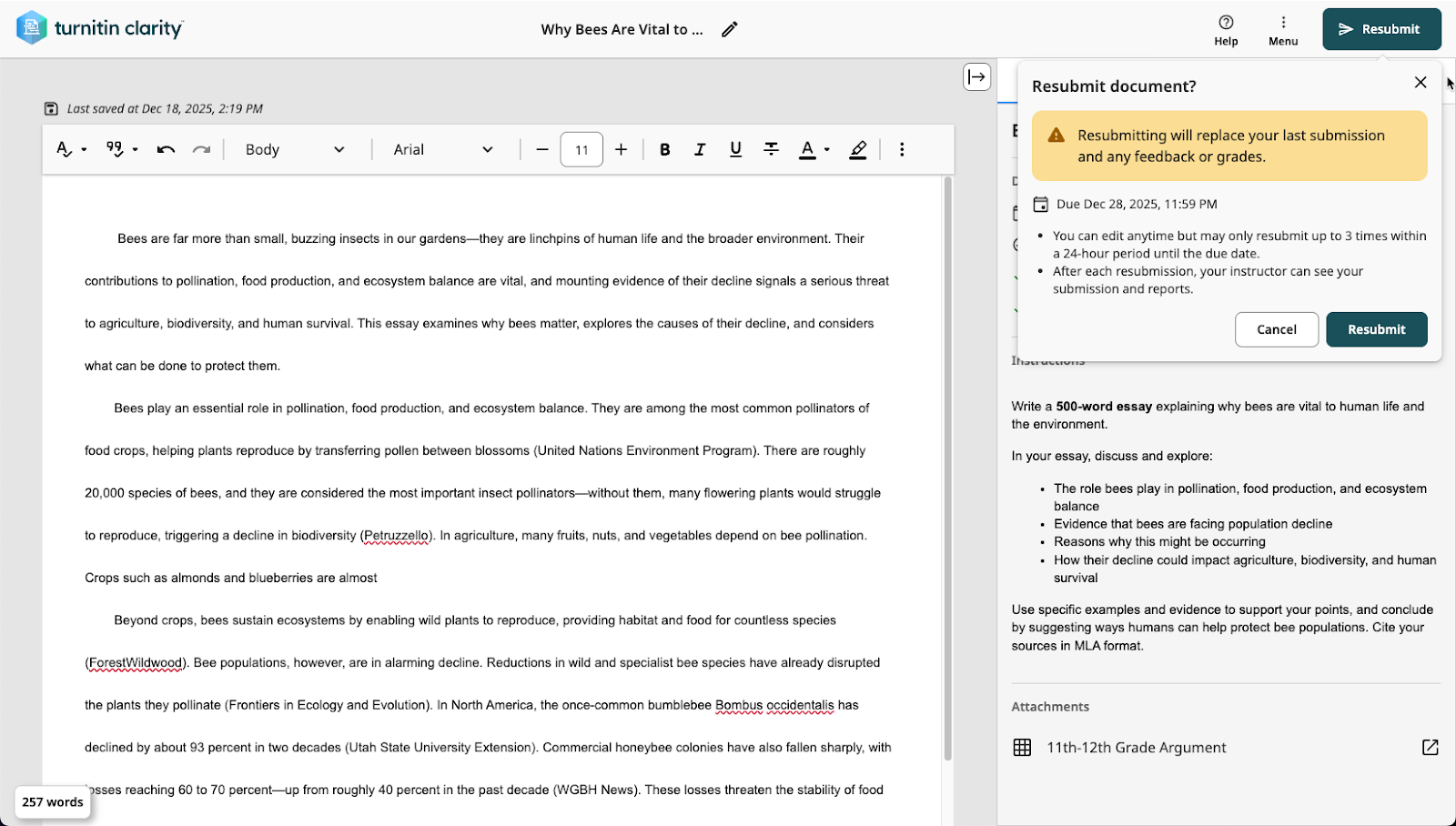 Submitting a Clarity assignment – Turnitin Guides